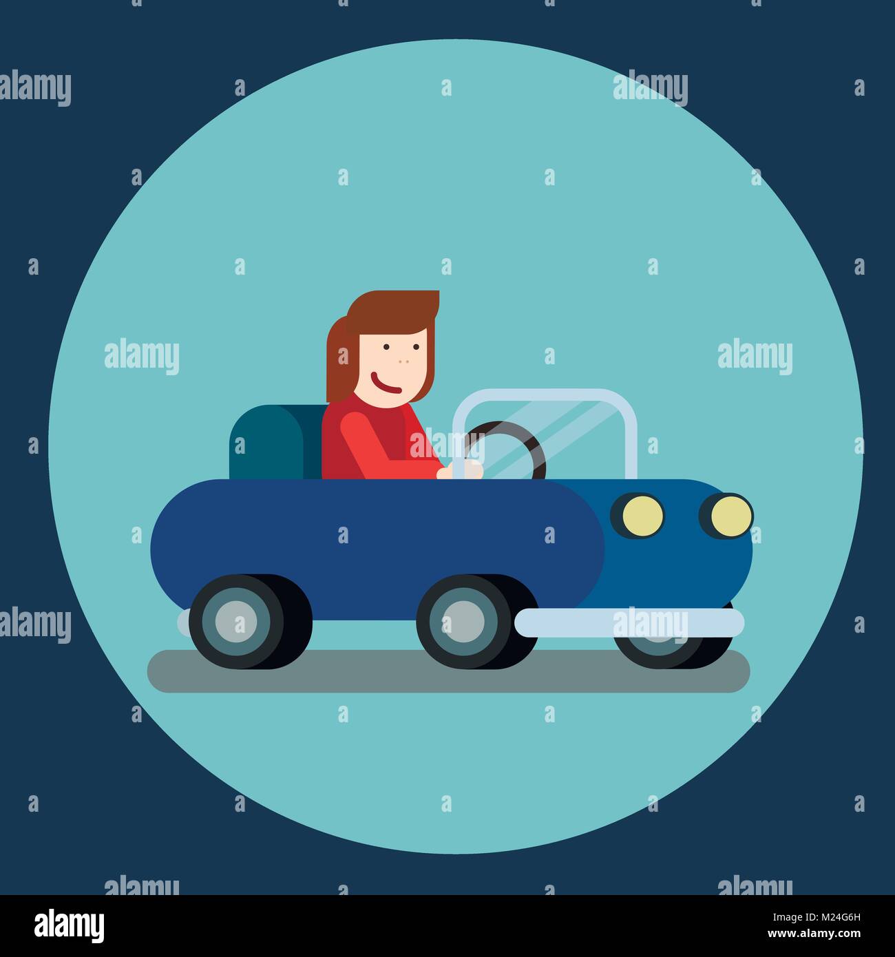 Lady driving a car Stock Vector Images - Alamy