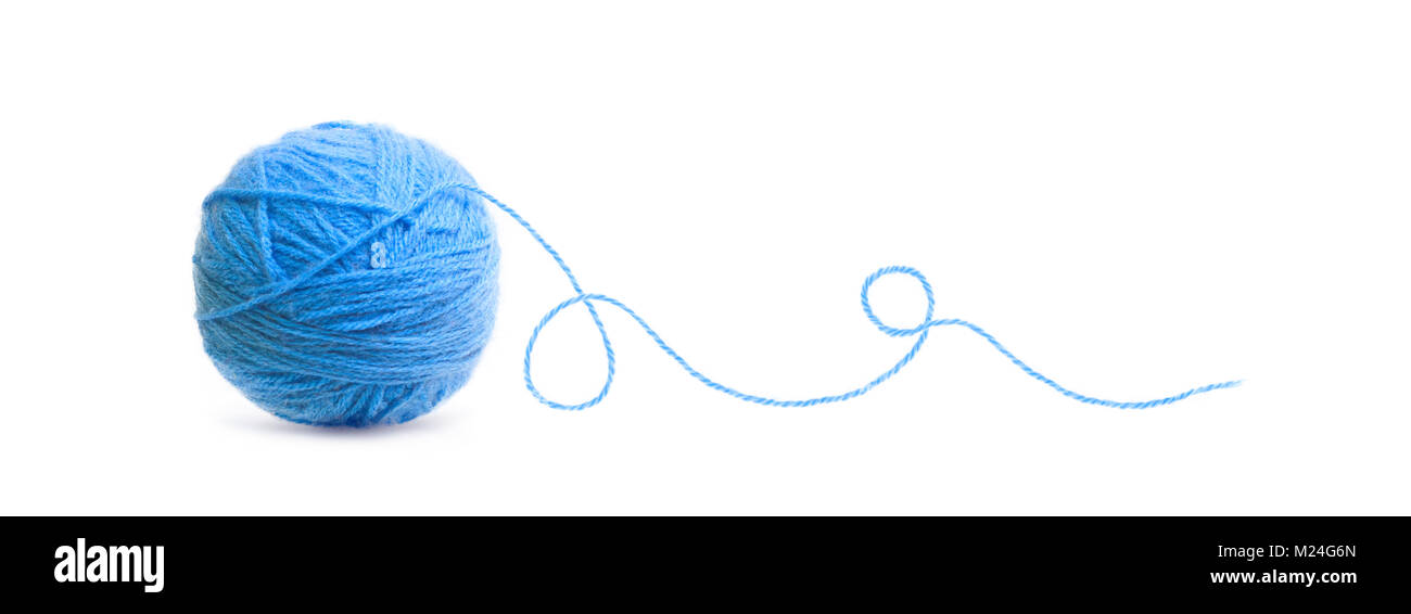 Blue ball of Threads wool yarn isolated on white background Stock Photo ...