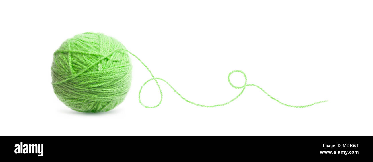 Green ball of Threads wool yarn isolated on white background Stock ...