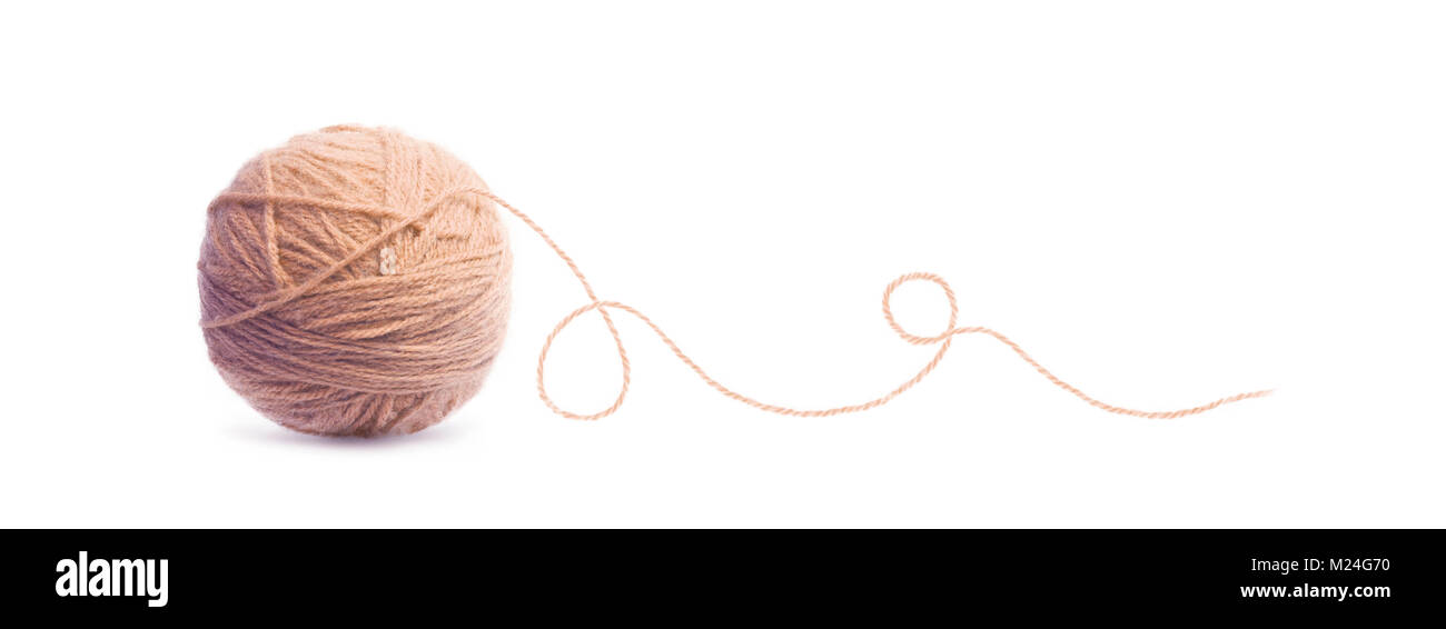 Brown ball of Threads wool yarn isolated on white background Stock ...