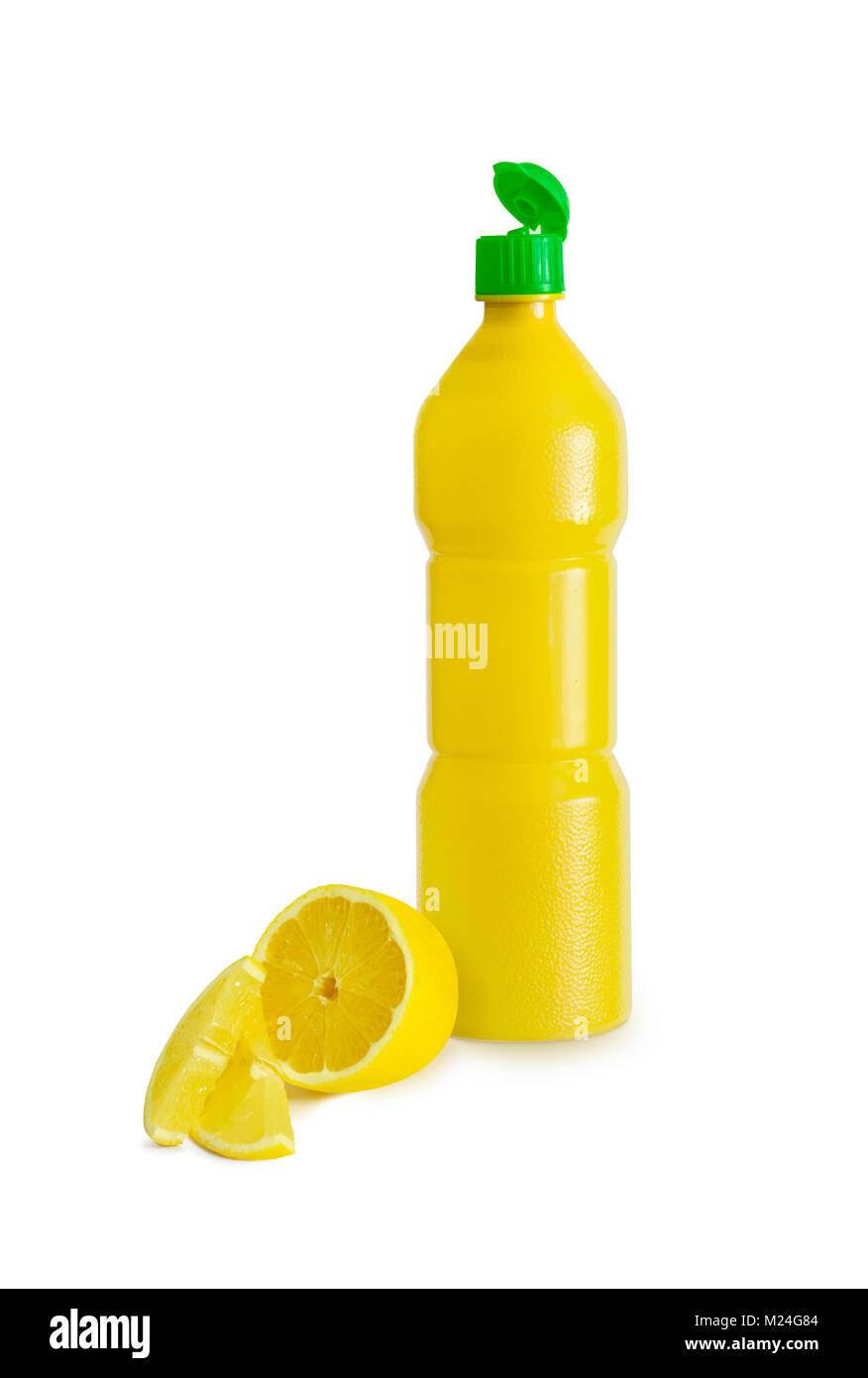 Yellow plastic lemon bottle isolated with clipping path Stock Photo - Alamy
