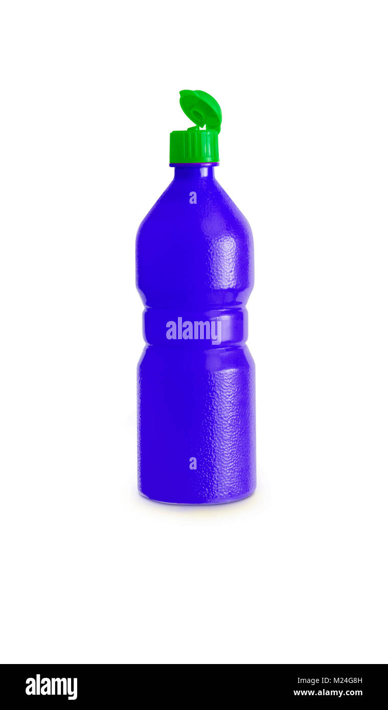 Blue plastic juice, syrup bottle isolated with clipping path Stock ...