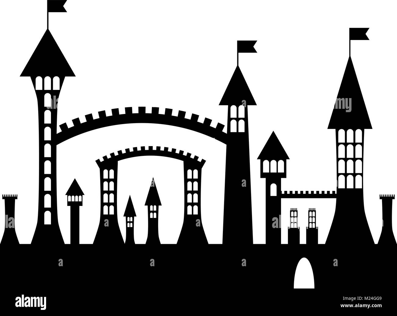 isolated vector ancient gothic castle black silhouette Stock Vector ...