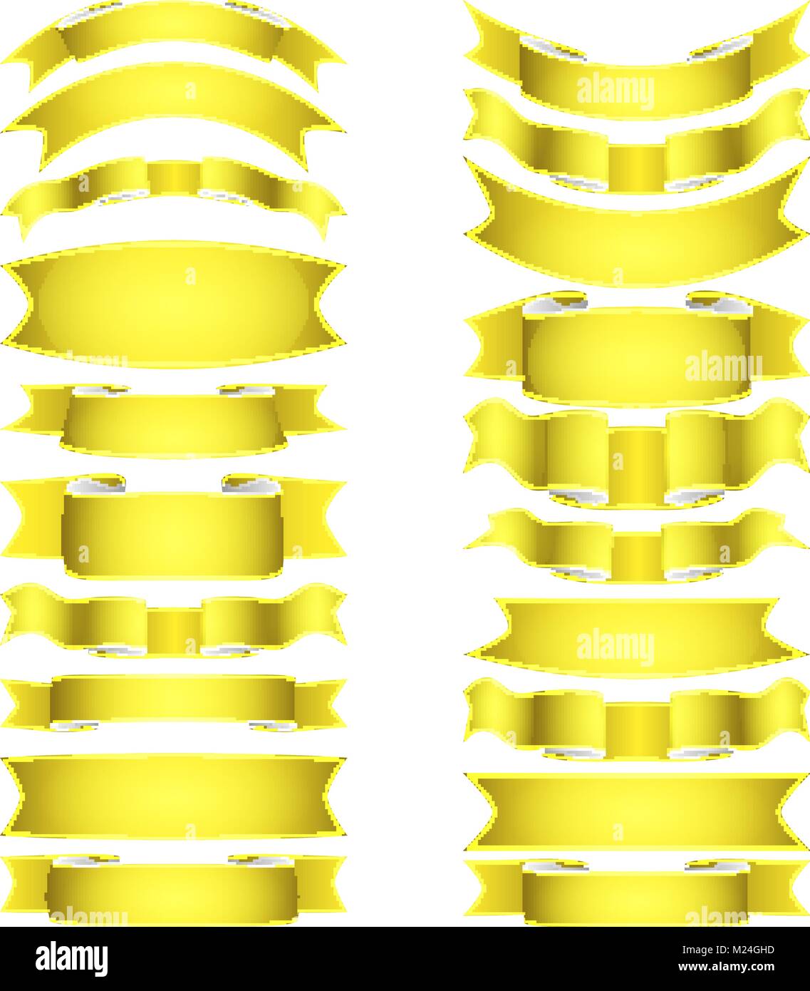 isolated vector colored satin ribbons set - yellow Stock Vector Image ...