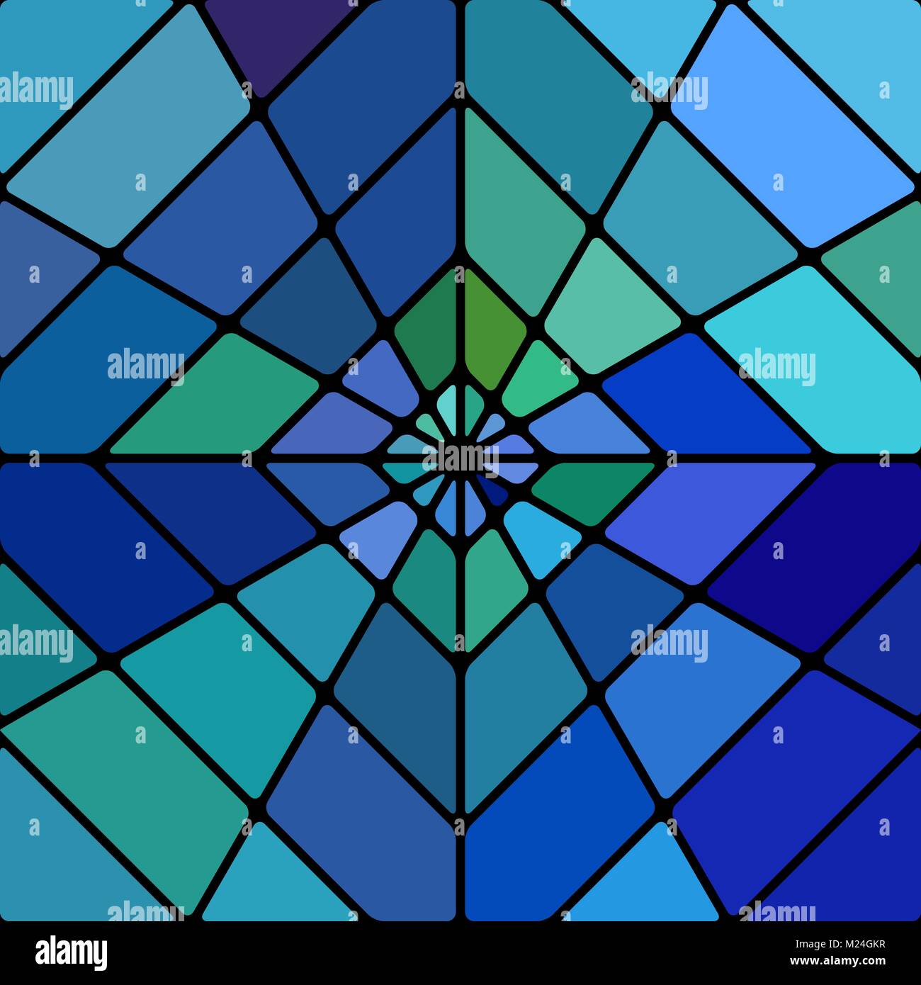 abstract vector stained-glass mosaic background - blue rhombus Stock ...