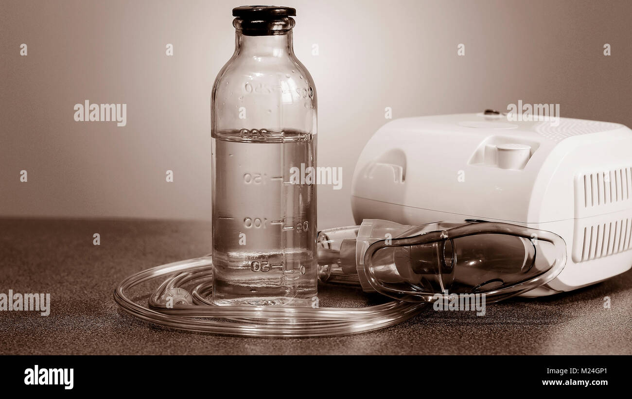 Medical nebulizer for the treatment of bronchitis. Camera agains Stock ...