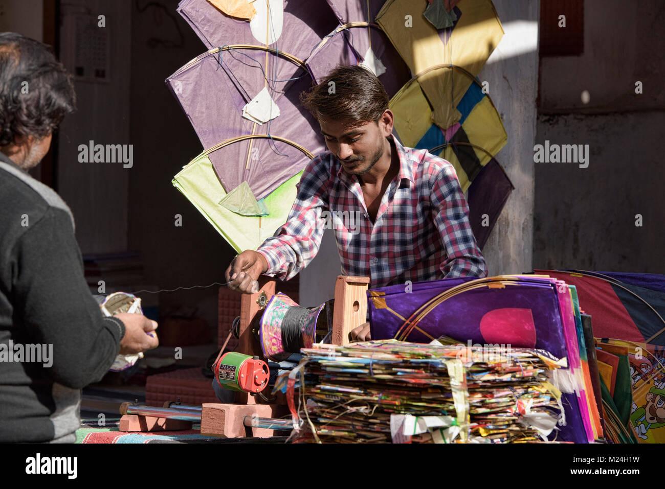 Kite maker at work, Bundi, Rajasthan, India Stock Photo - Alamy