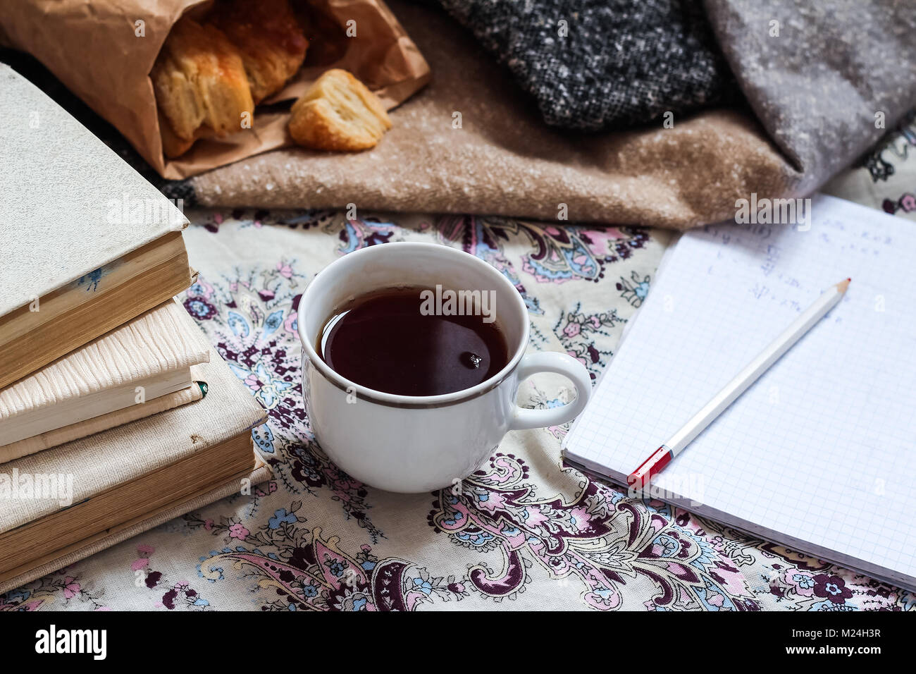 Coffee and delicious pastries for breakfast in the morning. Nuts Stock ...