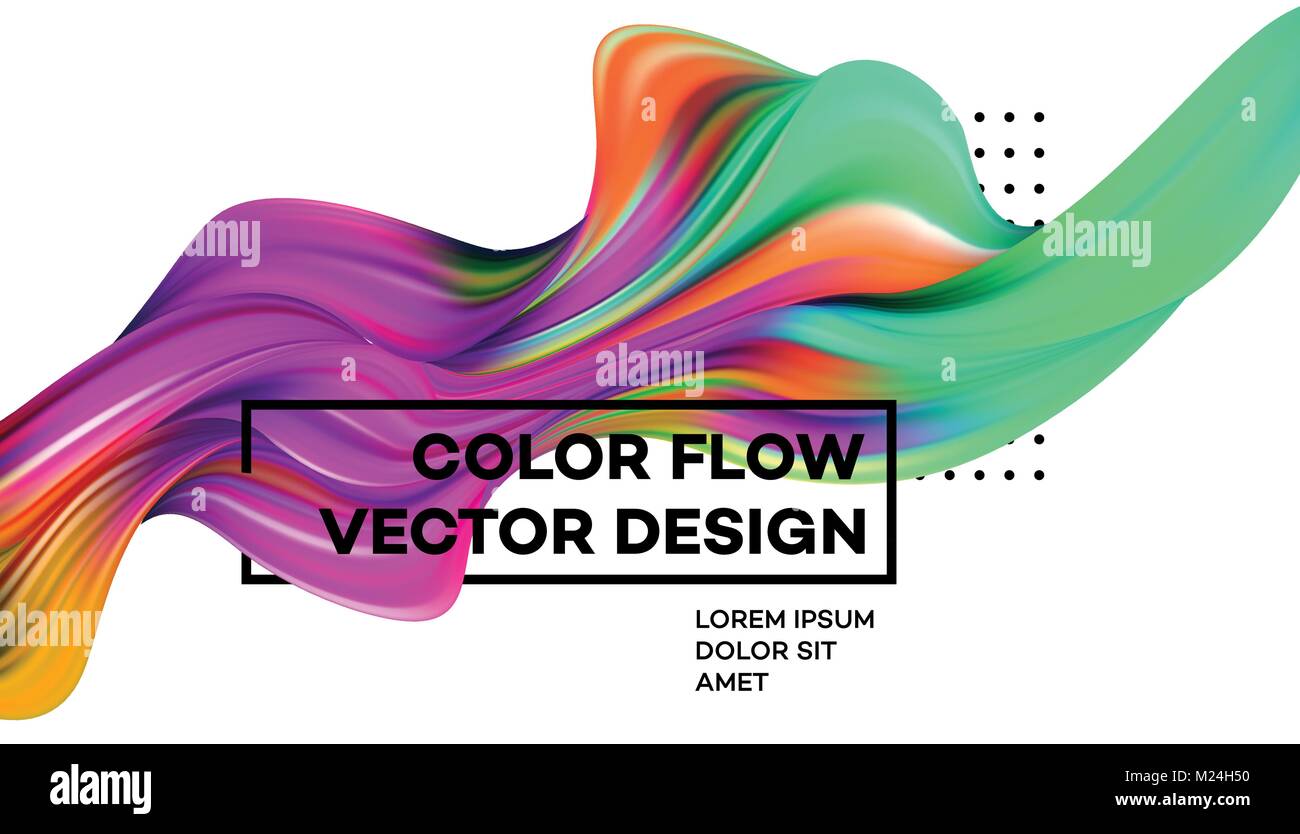 Modern colorful flow poster. Wave Liquid shape in white color ...