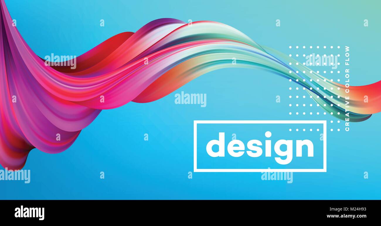Modern colorful flow poster. Wave Liquid shape in blue color background. Art design for your ...