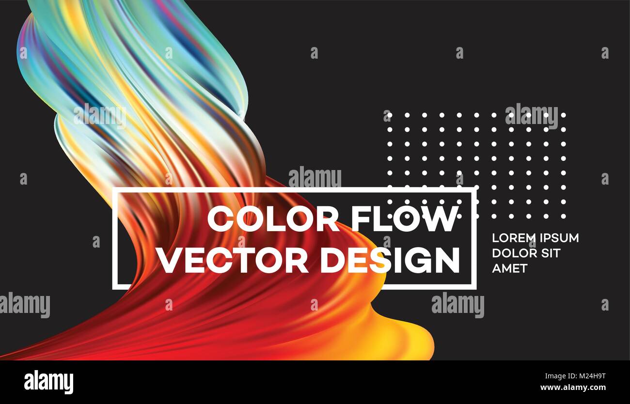 Modern colorful flow poster. Wave Liquid shape in black color ...