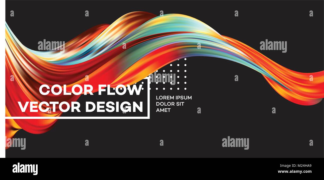 Modern colorful flow poster. Wave Liquid shape in black color ...