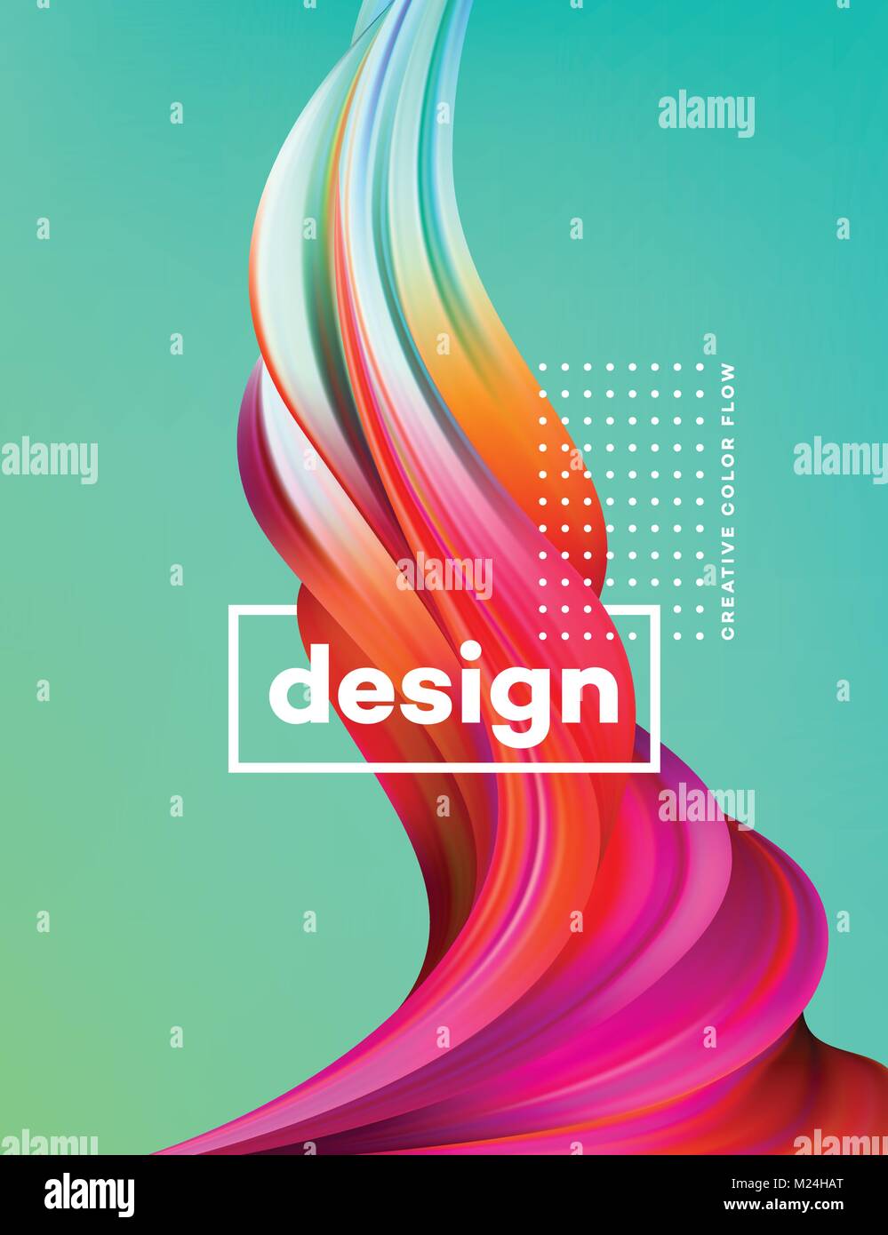 Modern colorful flow poster. Wave Liquid shape in green color ...