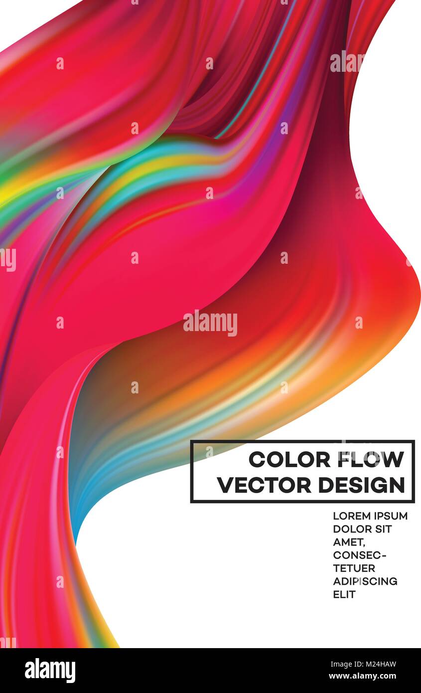 Modern colorful flow poster. Wave Liquid shape in white color ...