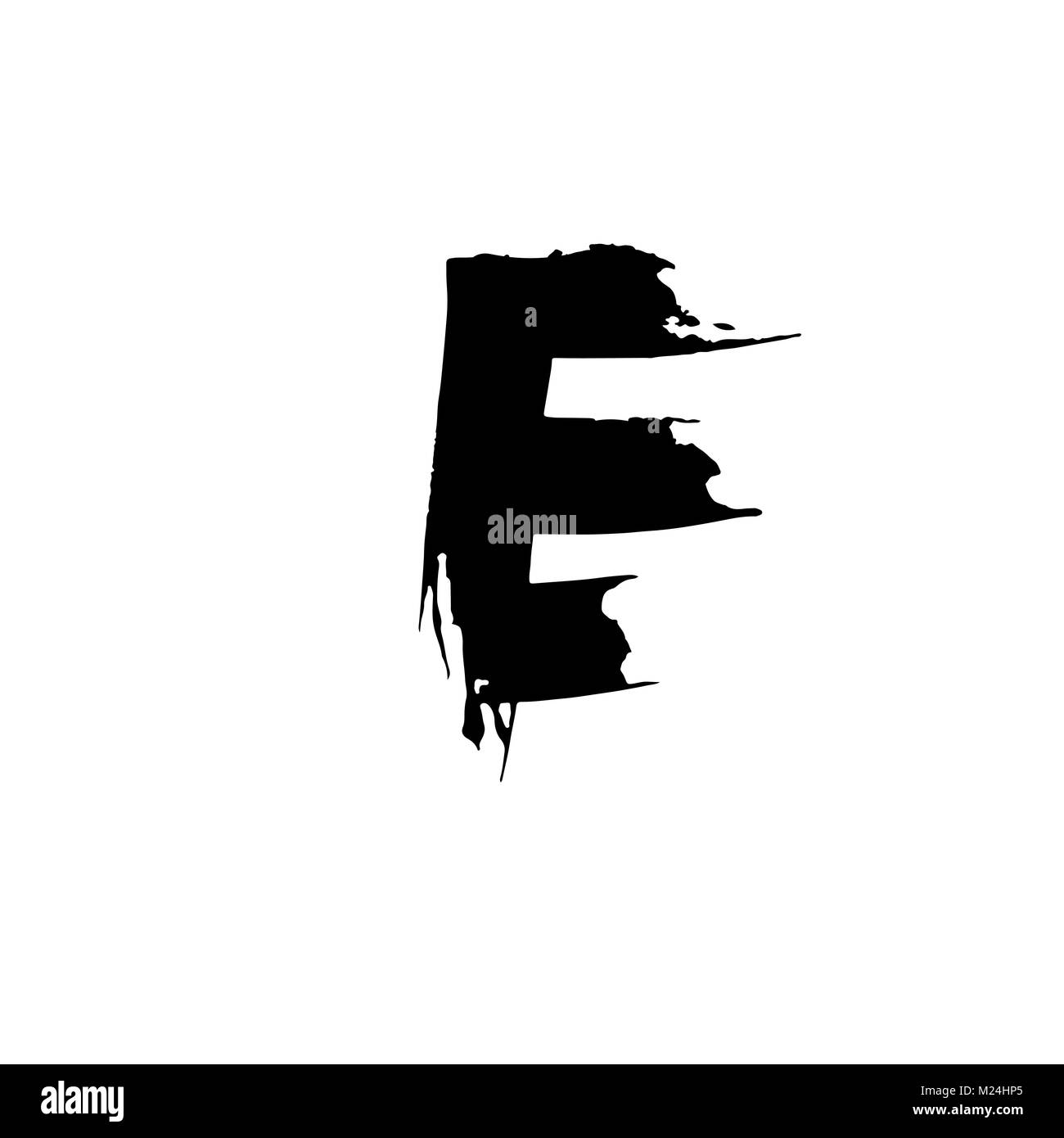Letter E. Handwritten by dry brush. Rough strokes font. Vector ...