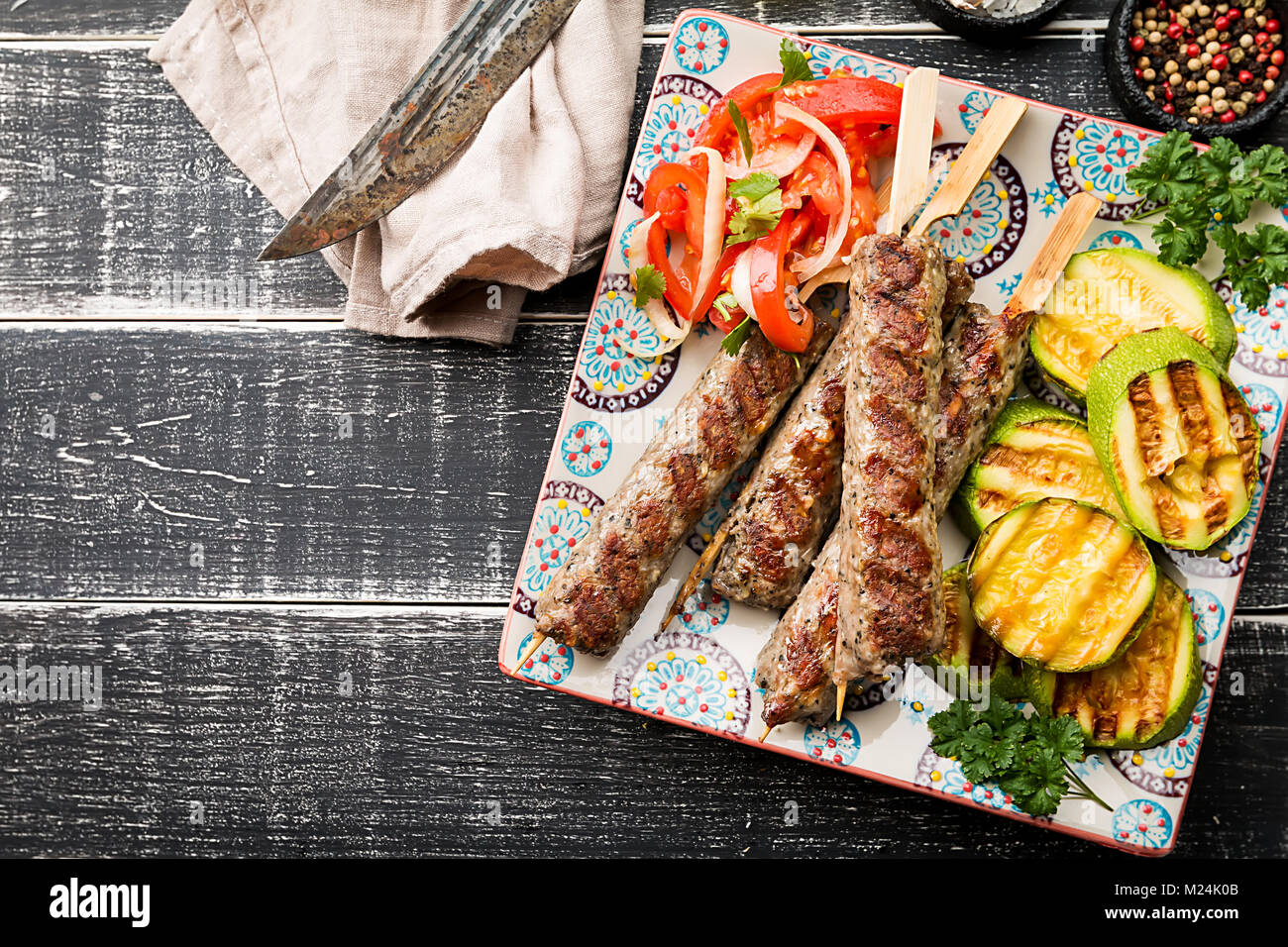 Minced meat kebab Stock Photo - Alamy