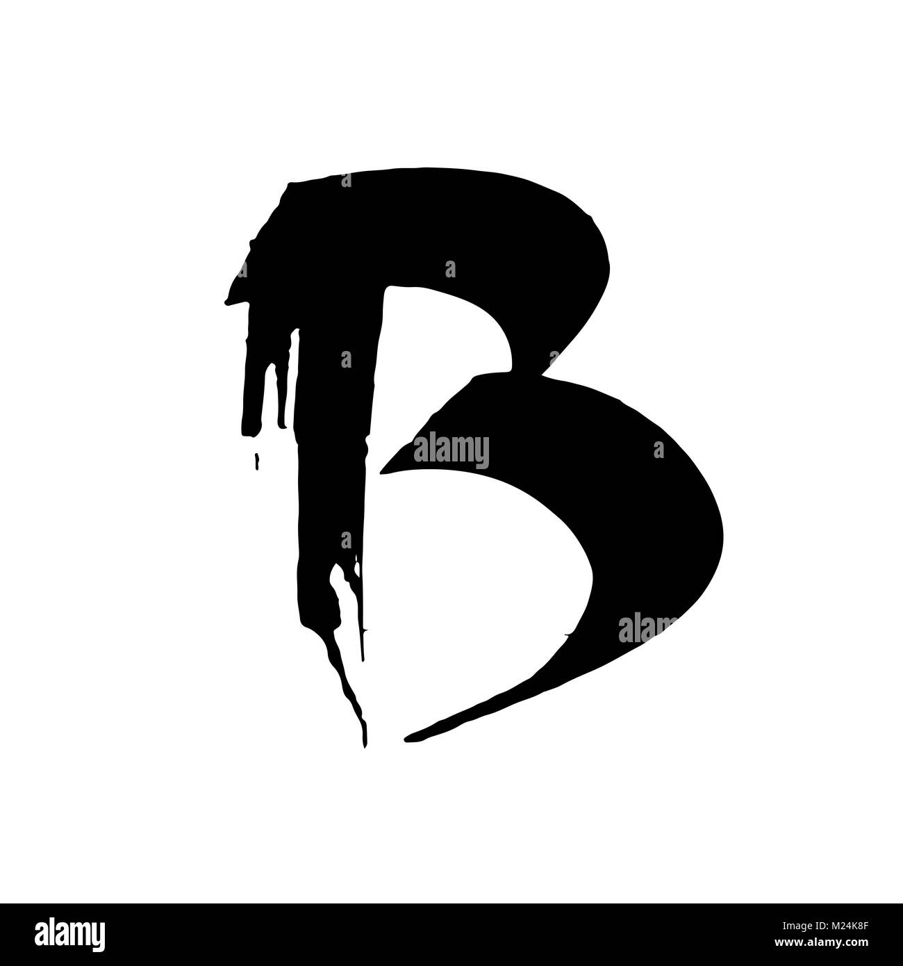Letter B. Handwritten by dry brush. Rough strokes font. Vector ...