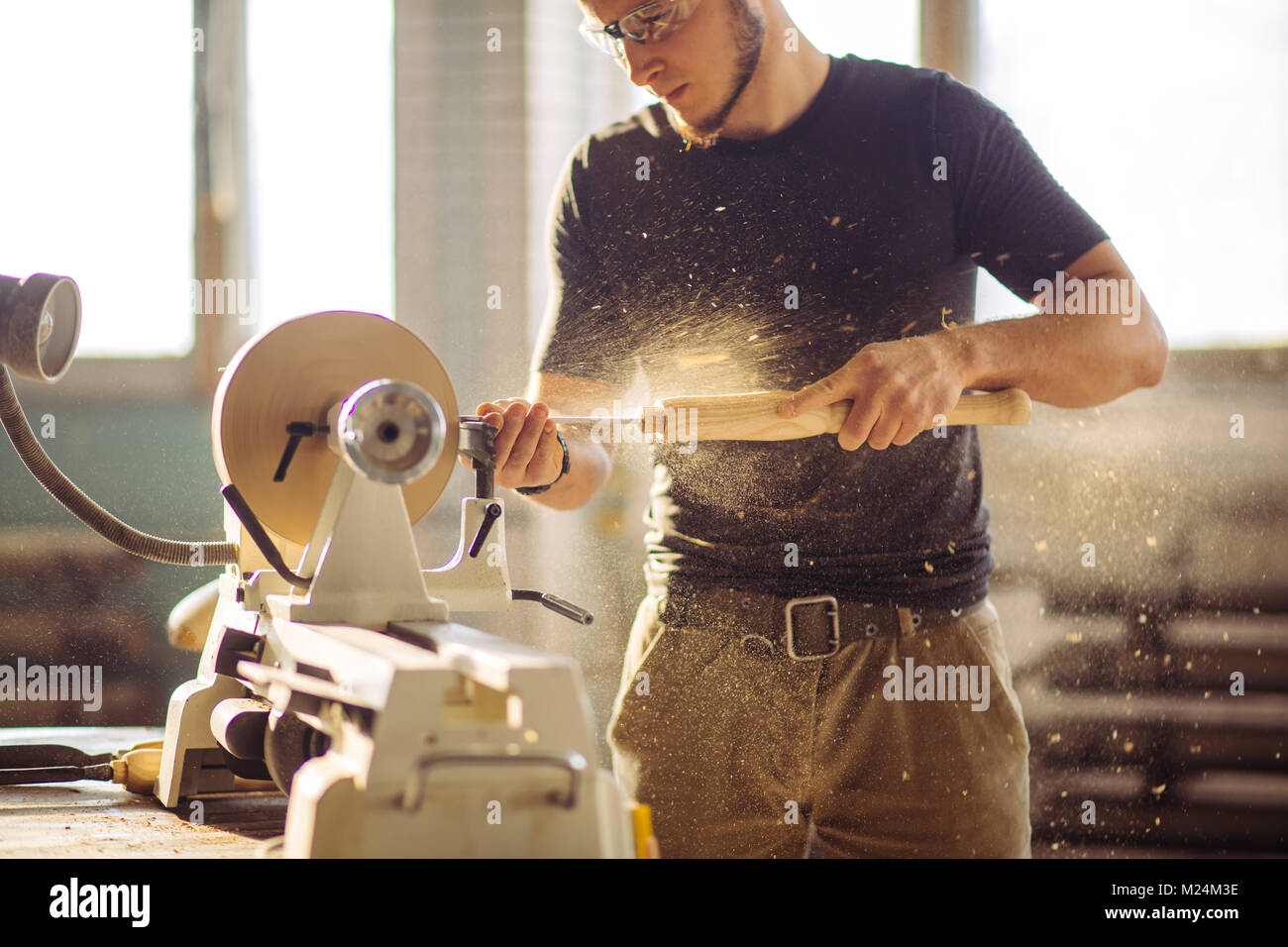 Man Woodworker Lathe High Resolution Stock Photography and Images - Alamy