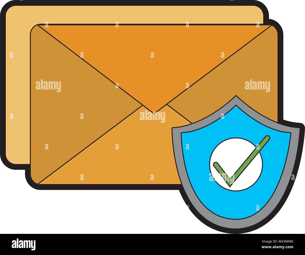 line color e-mail letter message with security shield Stock Vector ...