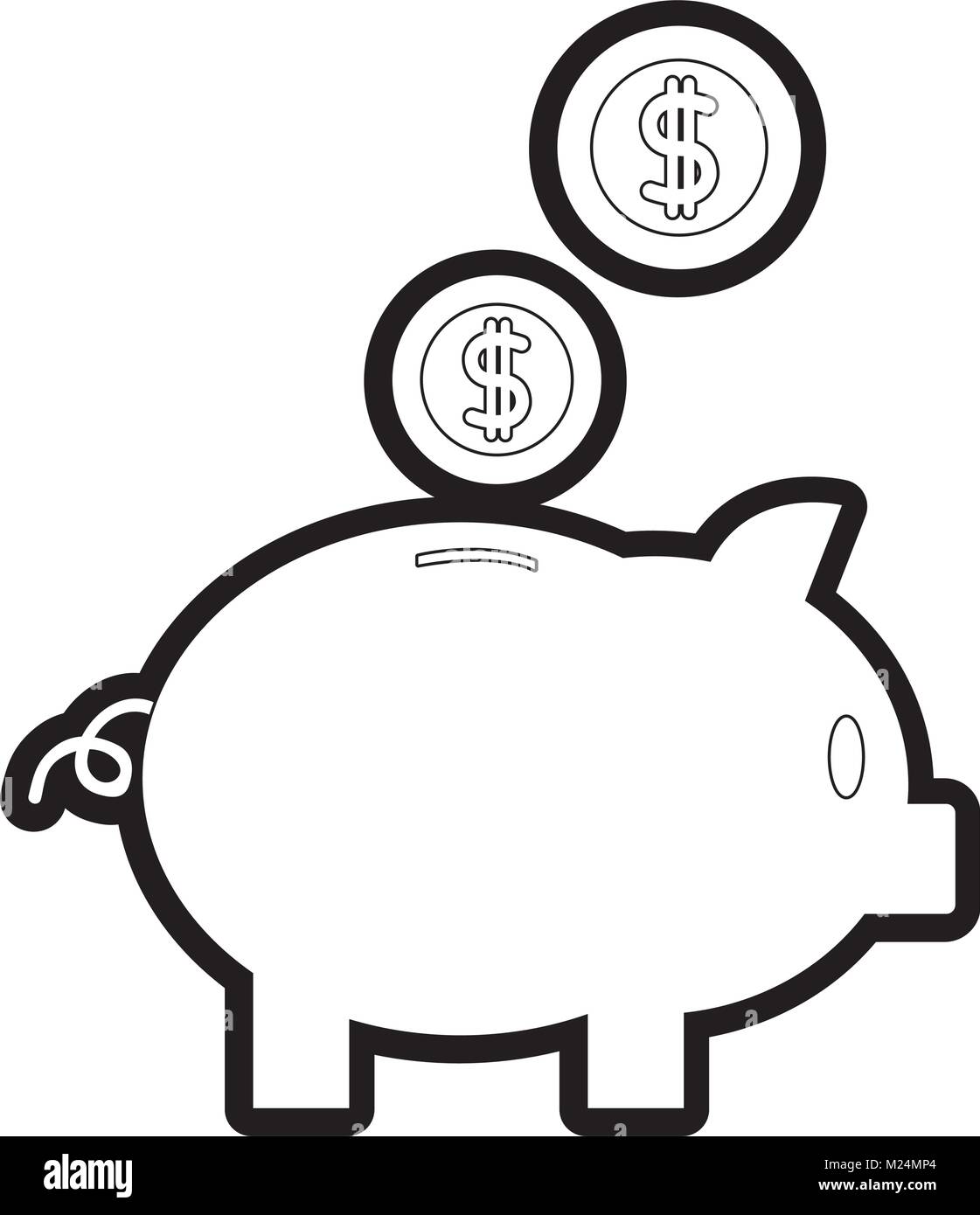 line piggy to save money and coins with peso symbol Stock Vector Image ...