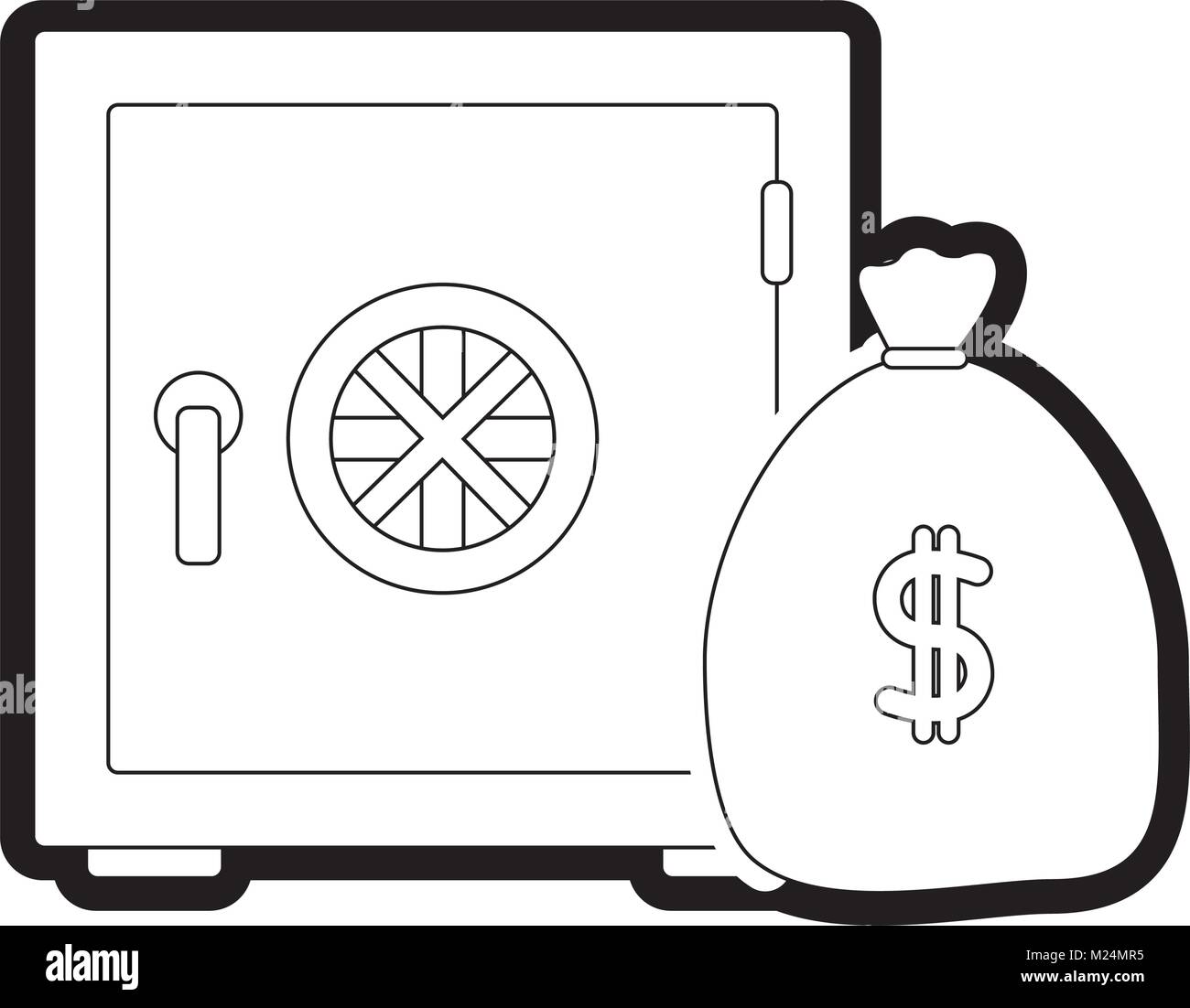 line strong box and bag with peso symbol Stock Vector Image & Art - Alamy