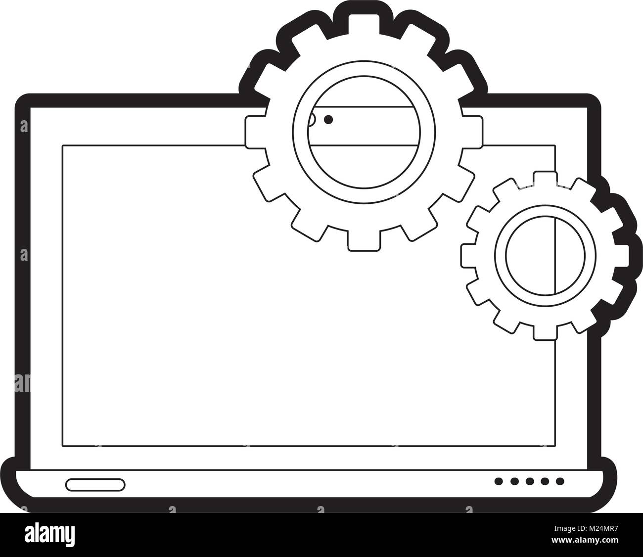 line screen laptop technology with gears process Stock Vector Image ...