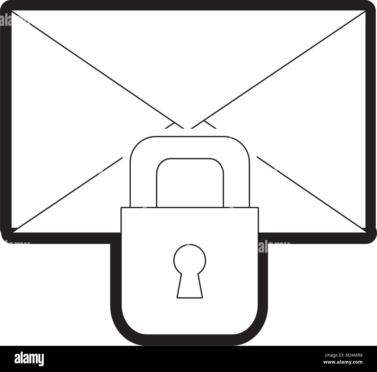 line letter text message with padlock security Stock Vector Image & Art ...