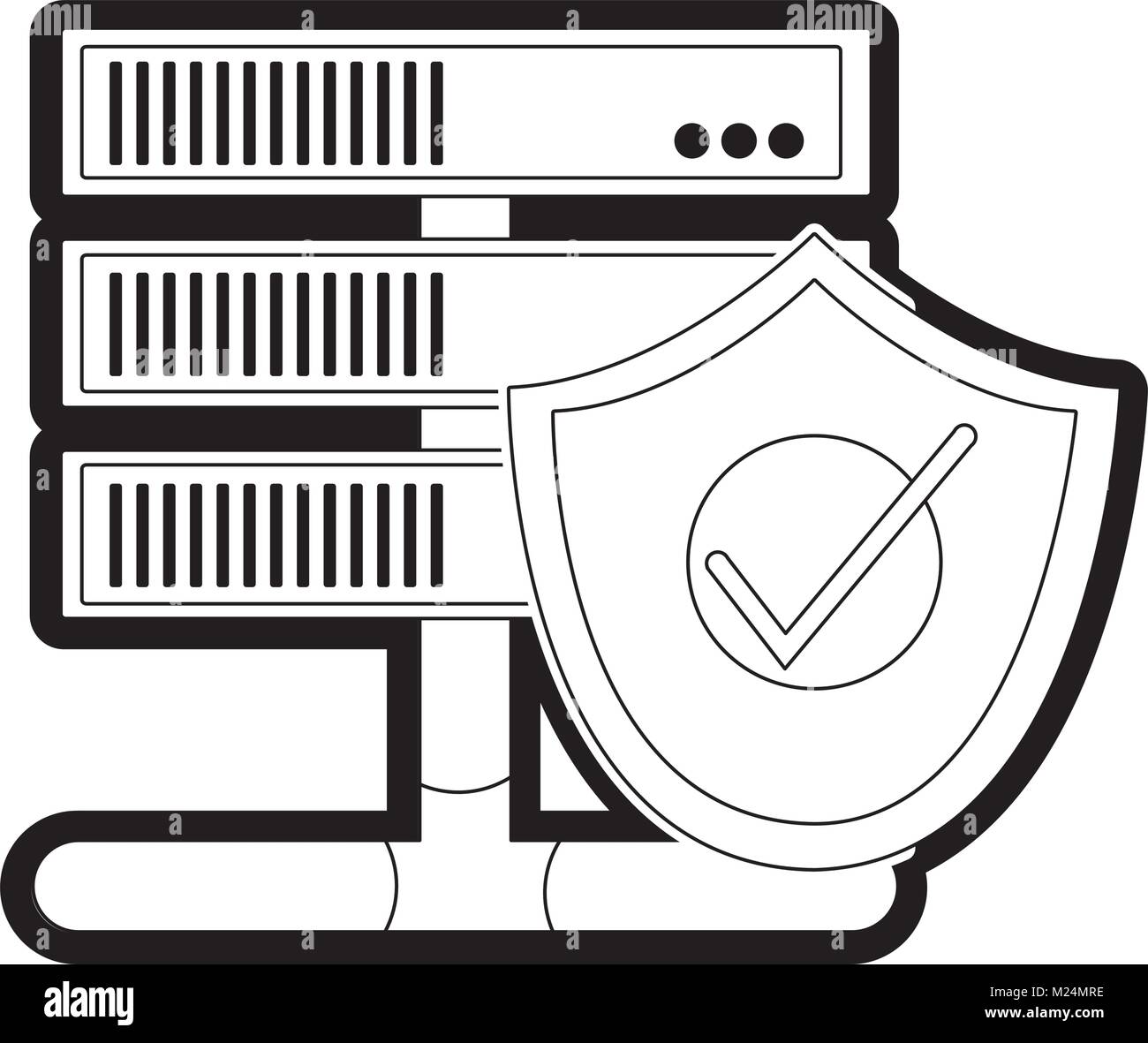 line wifi router technology with shield security Stock Vector Image ...