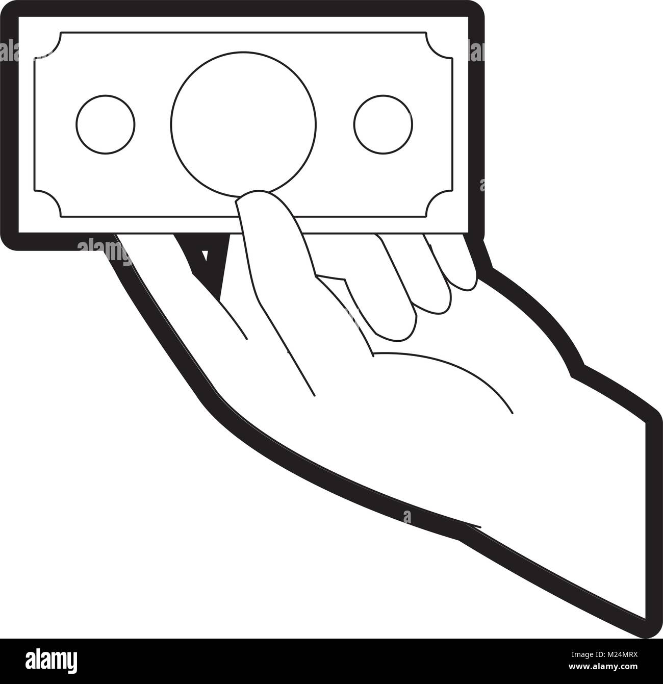 line hand with bill cash money currency Stock Vector Image & Art - Alamy