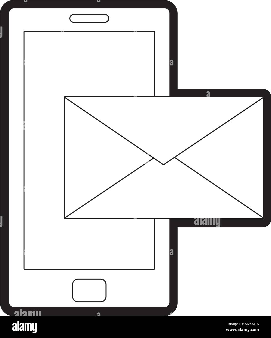 line smartphone technology with text letter message Stock Vector Image ...