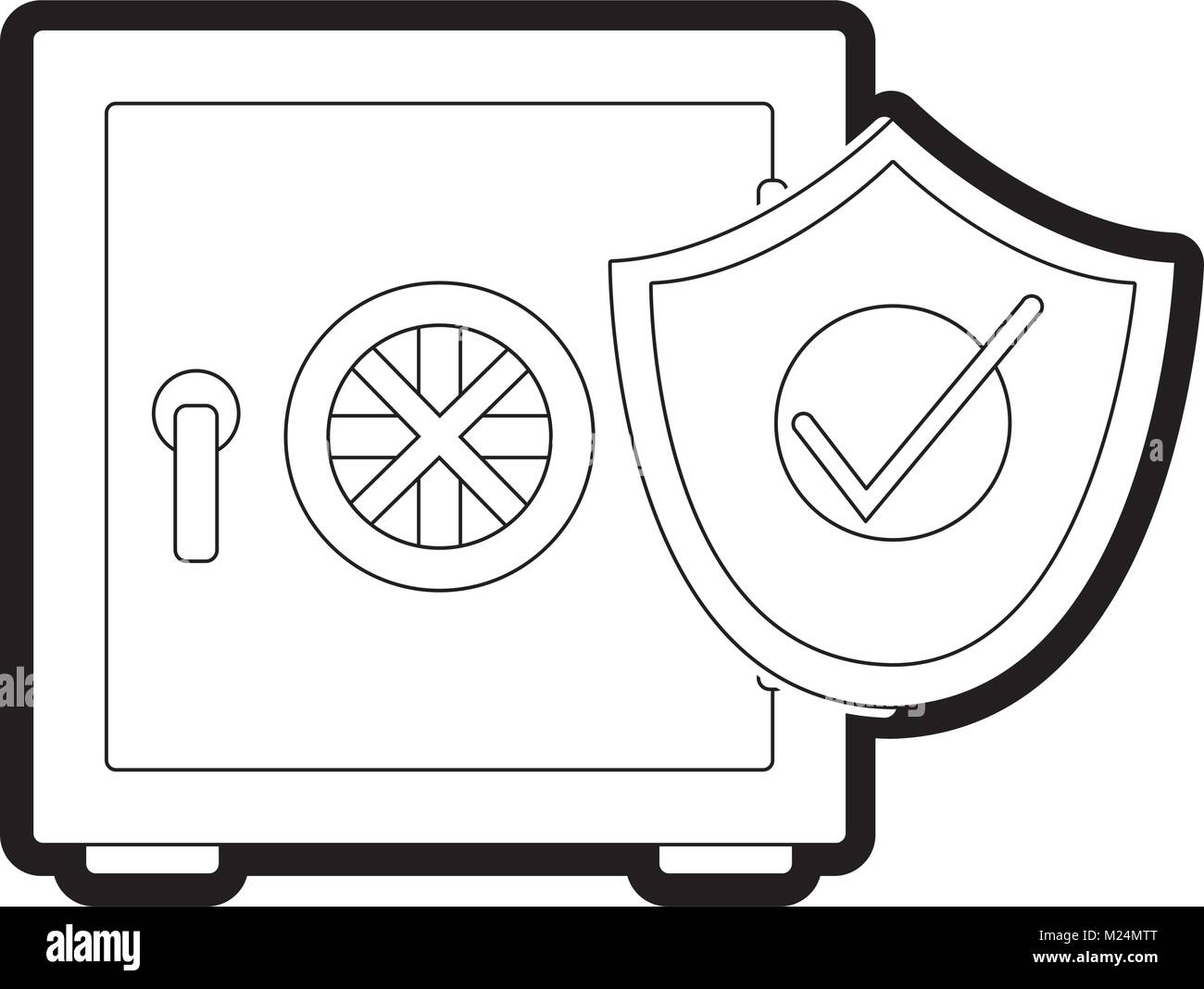 line strong box object with shield security Stock Vector Image & Art ...