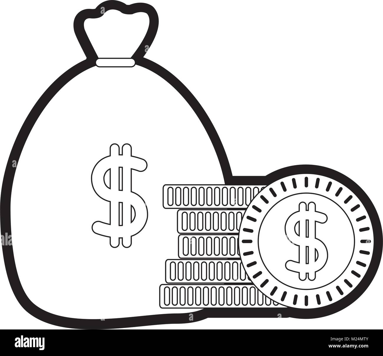 Line Money Inside Bag With Peso Symbol And Coins Stock Vector Image