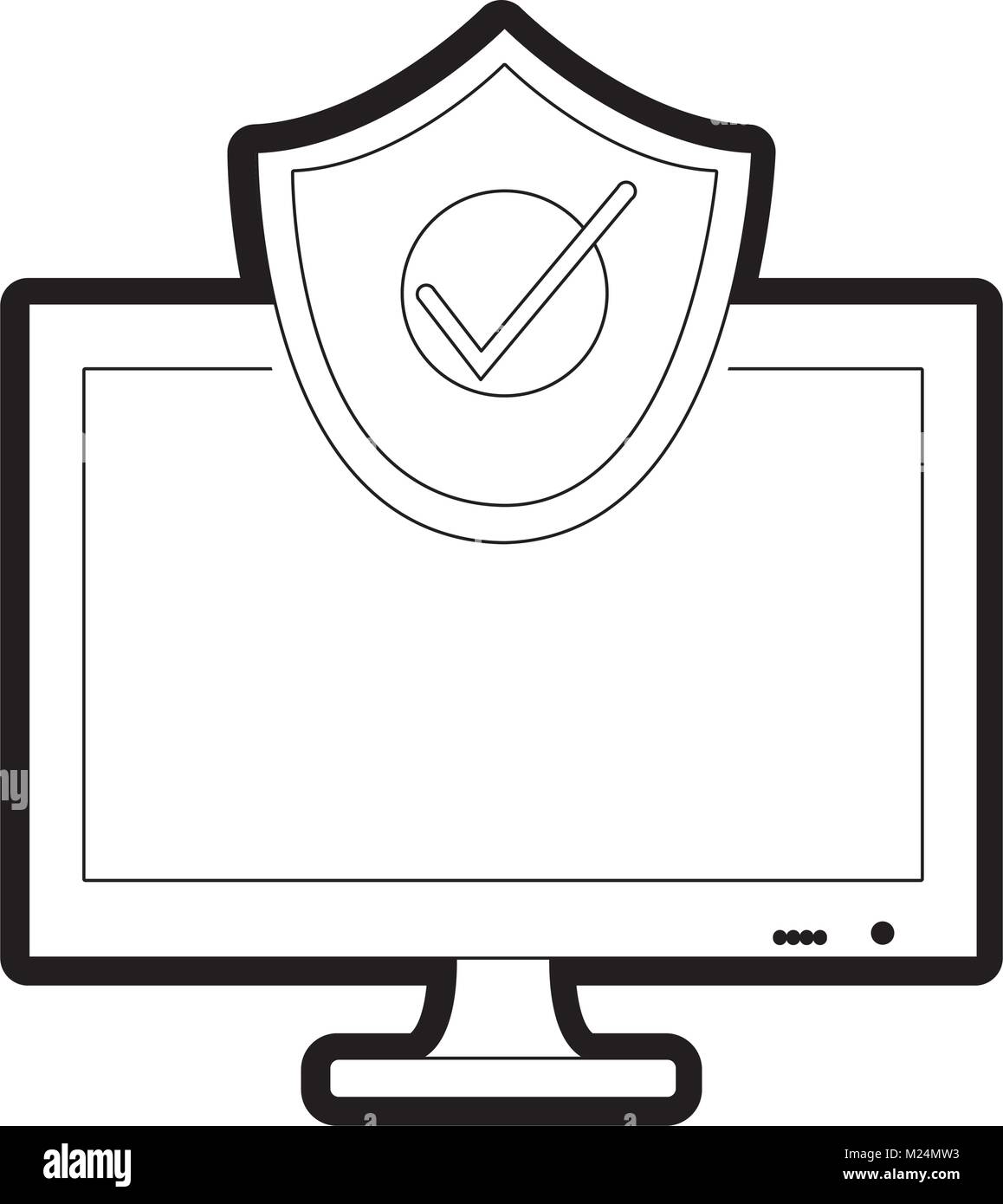 line screen computer technology with security shield Stock Vector Image ...