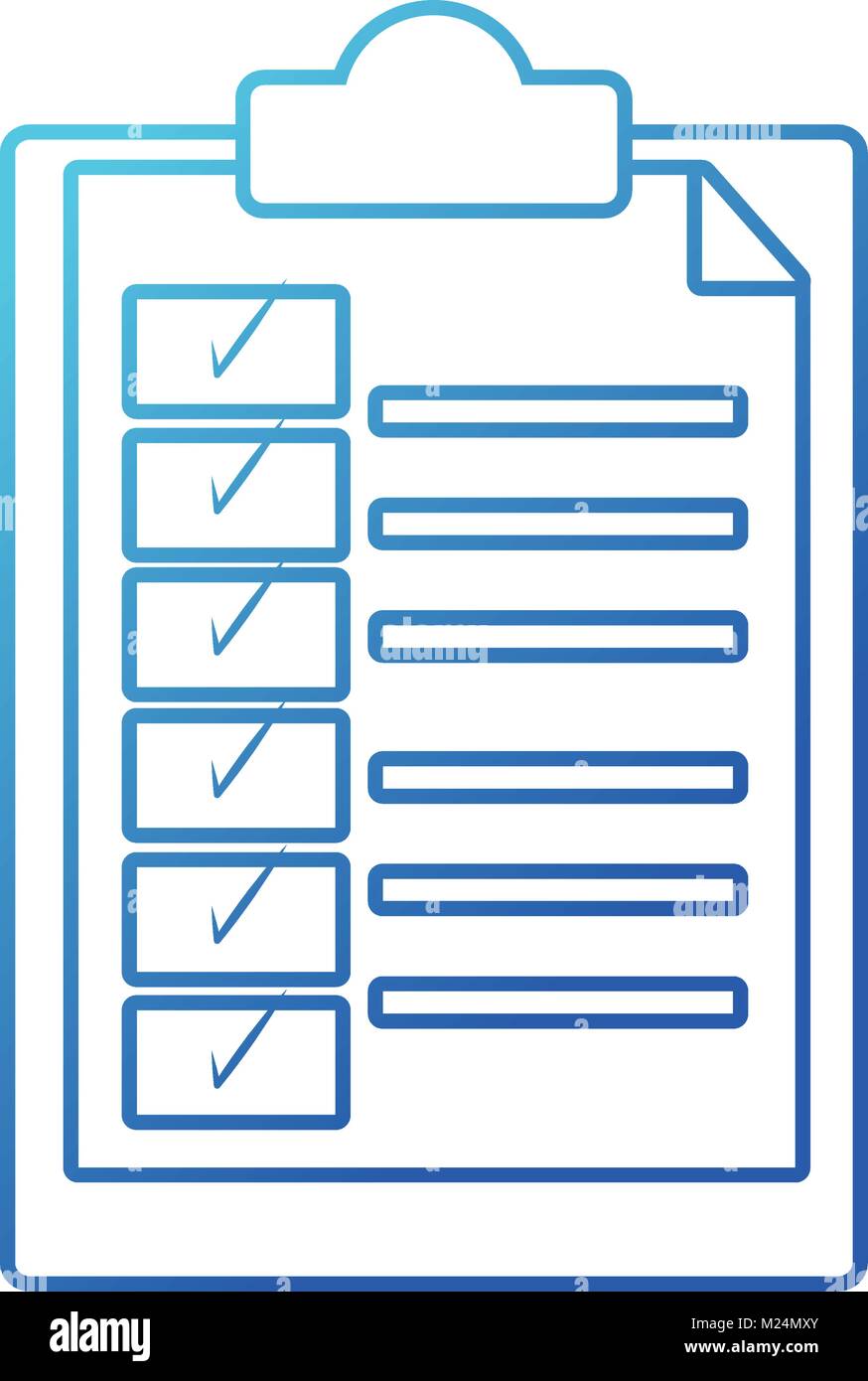 blue line folder with document paper and check list Stock Vector Image ...