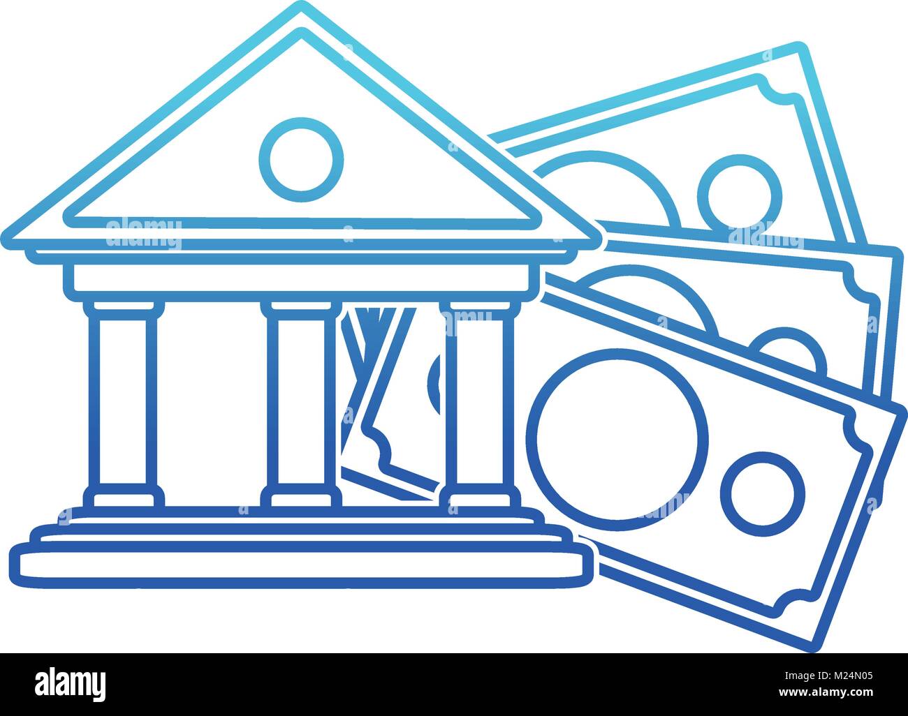 blue line finance bank economy with bills cash money Stock Vector Image ...