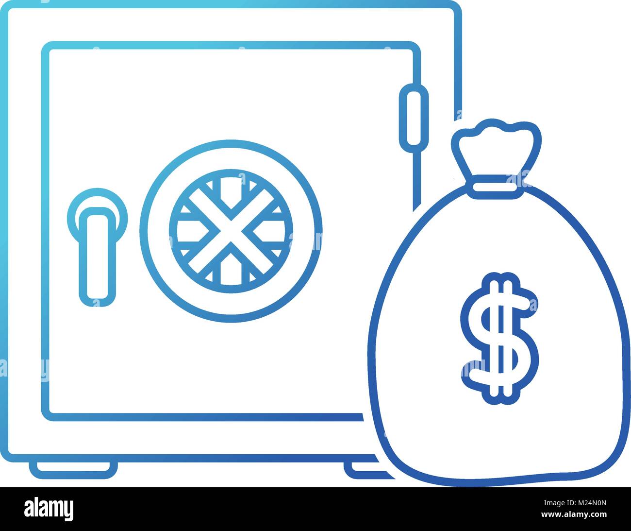 blue line strong box and bag with peso symbol Stock Vector Image & Art ...