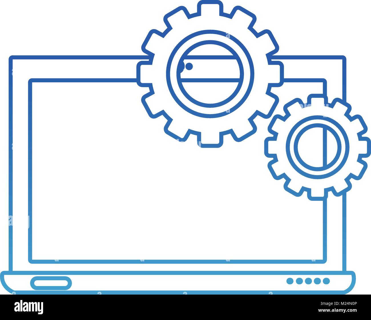 blue line screen laptop technology with gears process Stock Vector ...