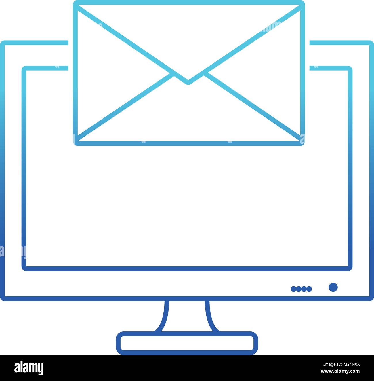 blue line screen computer with text letter message Stock Vector Image ...