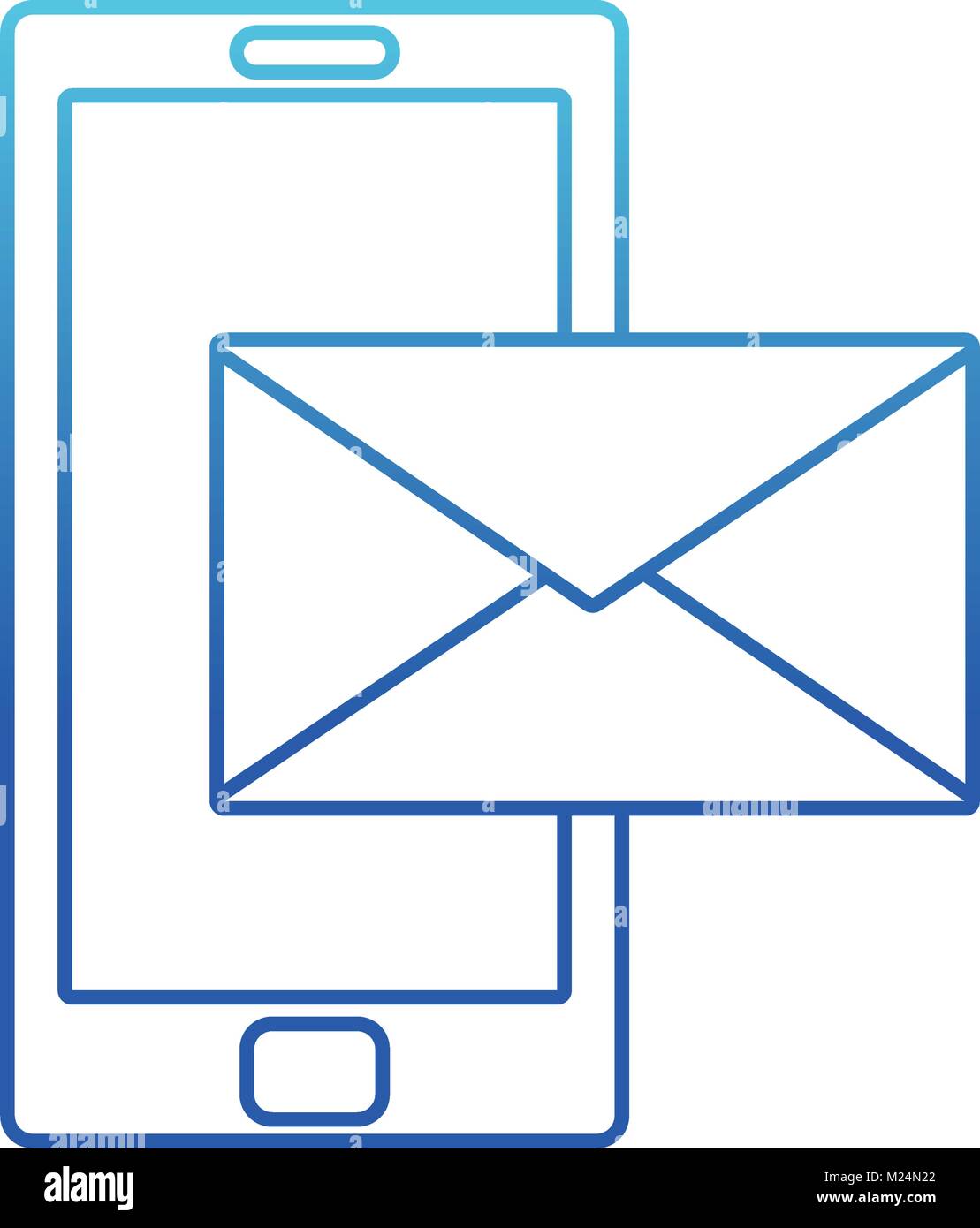 blue line smartphone technology with text letter message Stock Vector ...