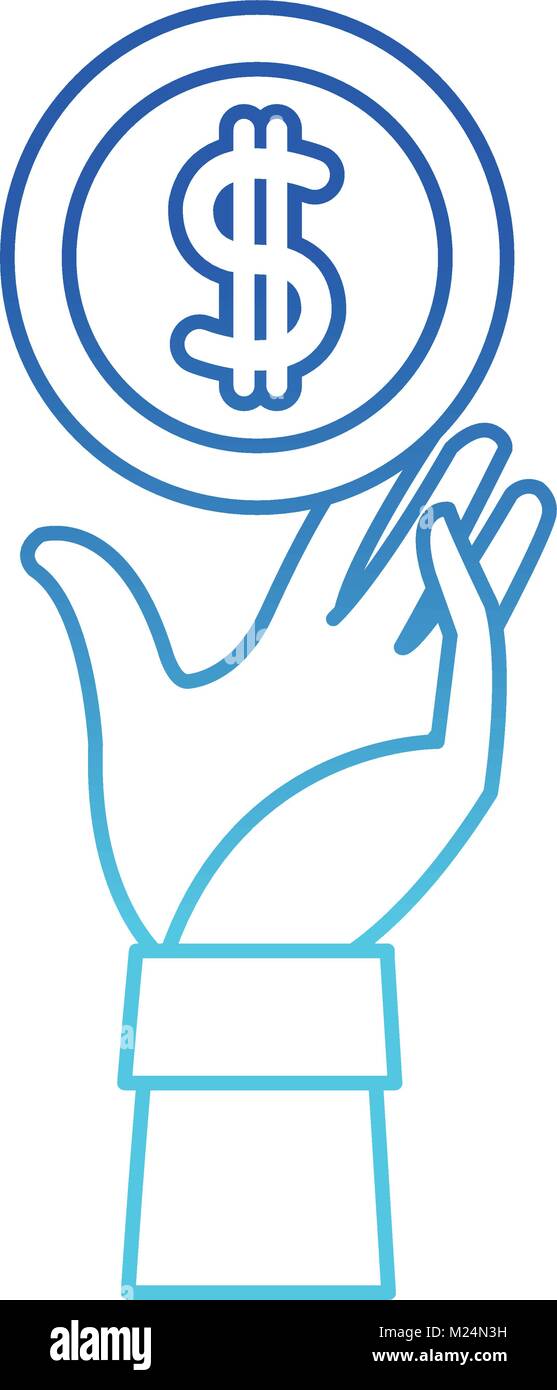 blue line coin with peso symbol and hand up Stock Vector Image & Art ...