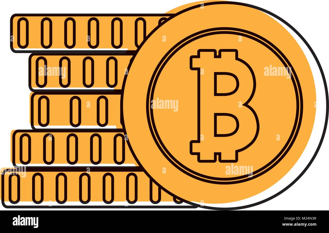 color bitcoin electronic currency with digital symbol Stock Vector ...
