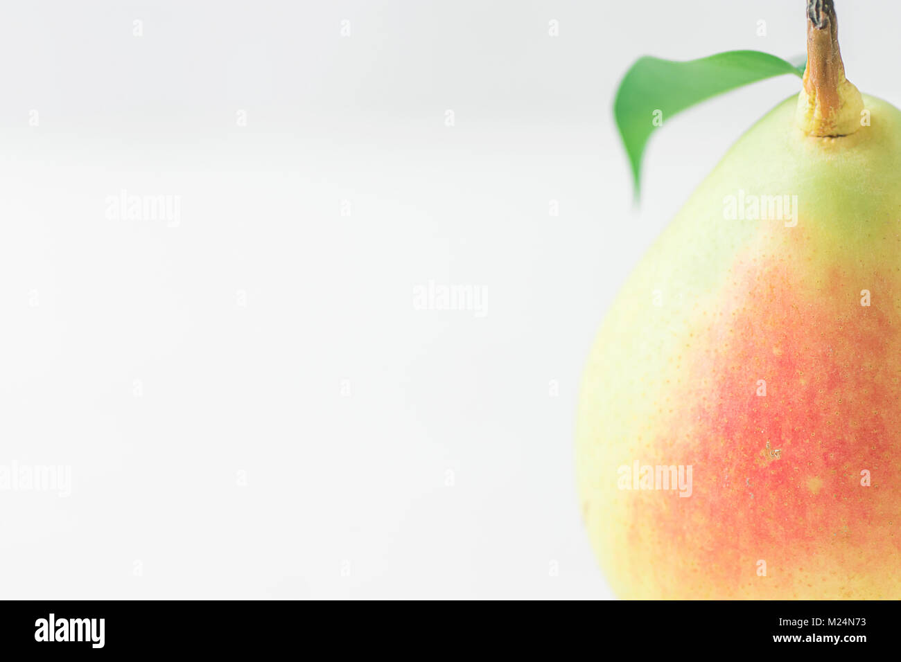 Single Ripe Organic Pear in Pastel Green Yellow Red Colors with Stem ...