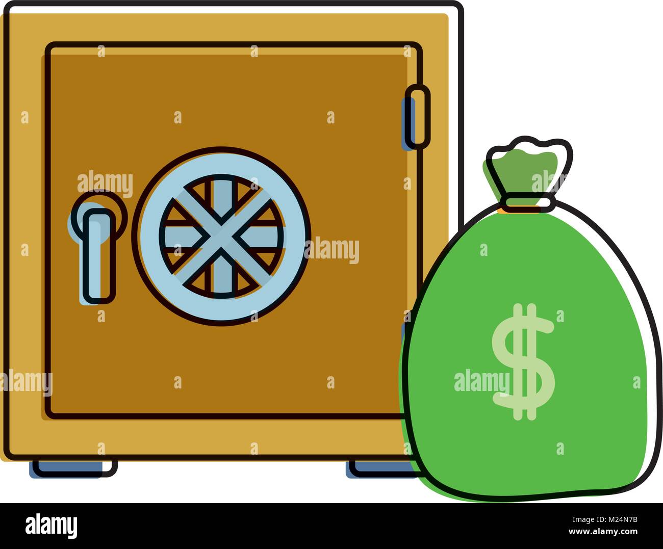 color strong box and bag with peso symbol Stock Vector Image & Art - Alamy
