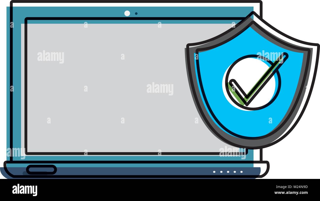 color screen laptop technology with shield security Stock Vector Image ...
