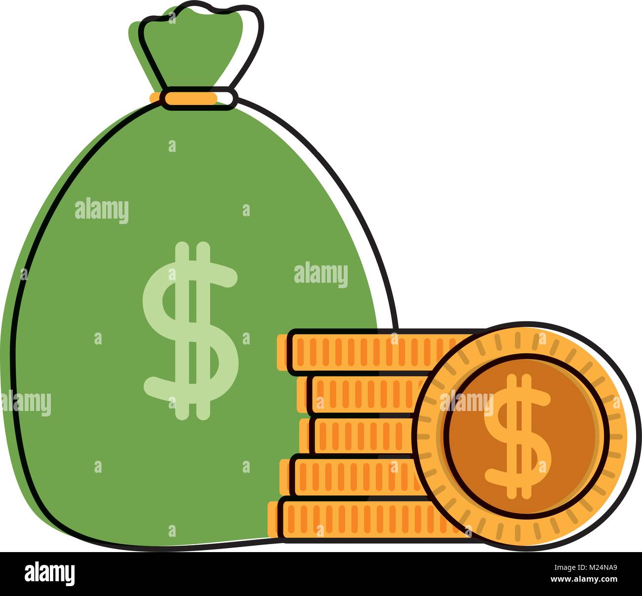 color money inside bag with peso symbol and coins Stock Vector Image ...