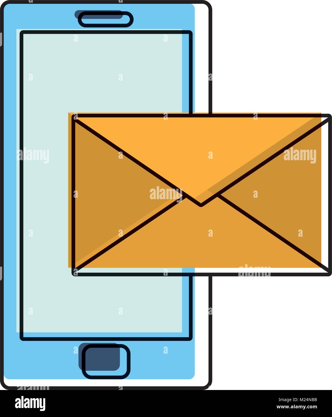 color smartphone technology with text letter message Stock Vector Image ...