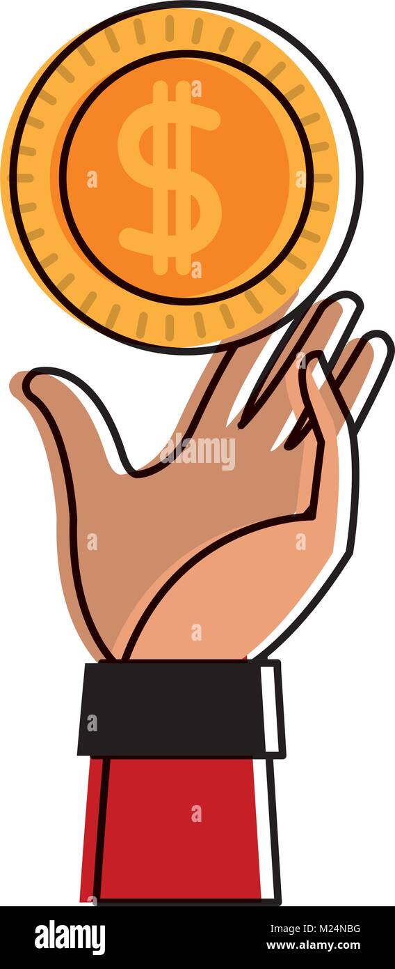 color coin with peso symbol and hand up Stock Vector Image & Art - Alamy