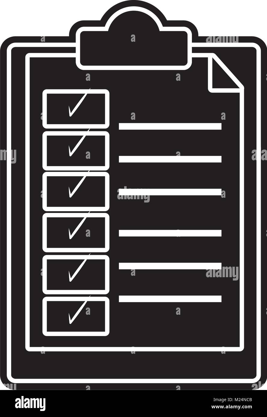 silhouette folder with document paper and check list Stock Vector Image ...