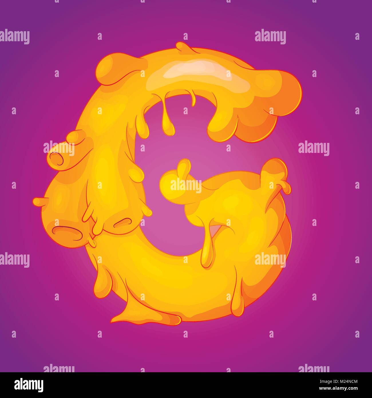 Melted slicky alphabet letter G realistic cartoon vector illustration ...