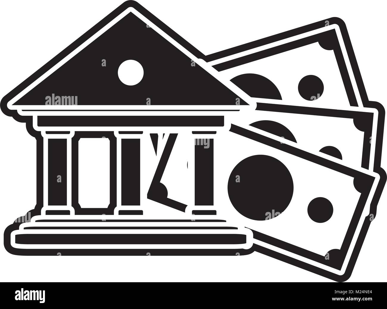 silhouette finance bank economy with bills cash money Stock Vector ...